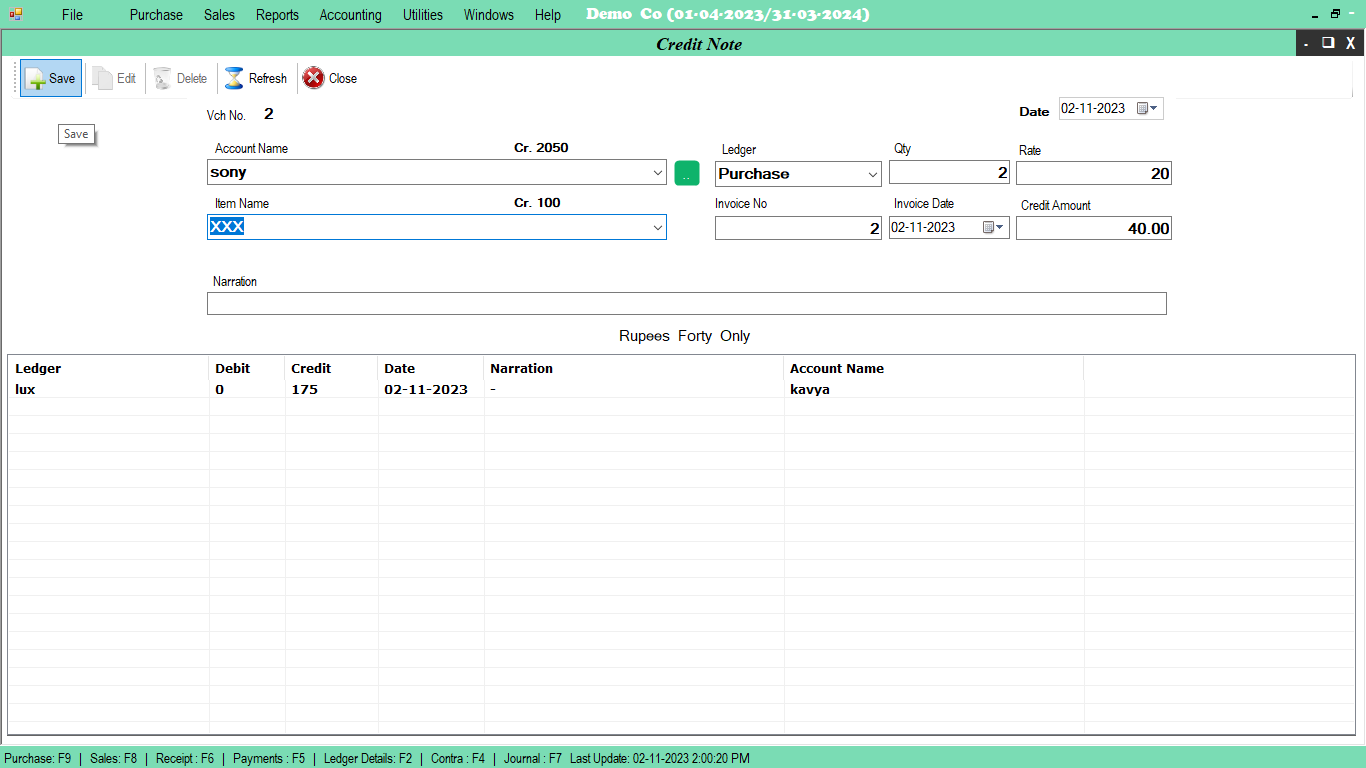 Purchase credit note - Logicview ERP Billing Software
