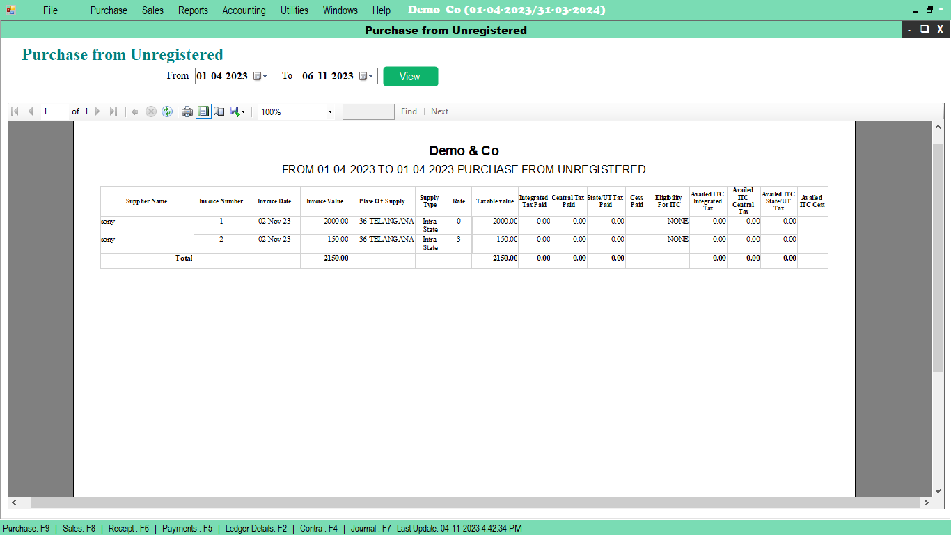 B2C purchase report - Logicview ERP Billing Software